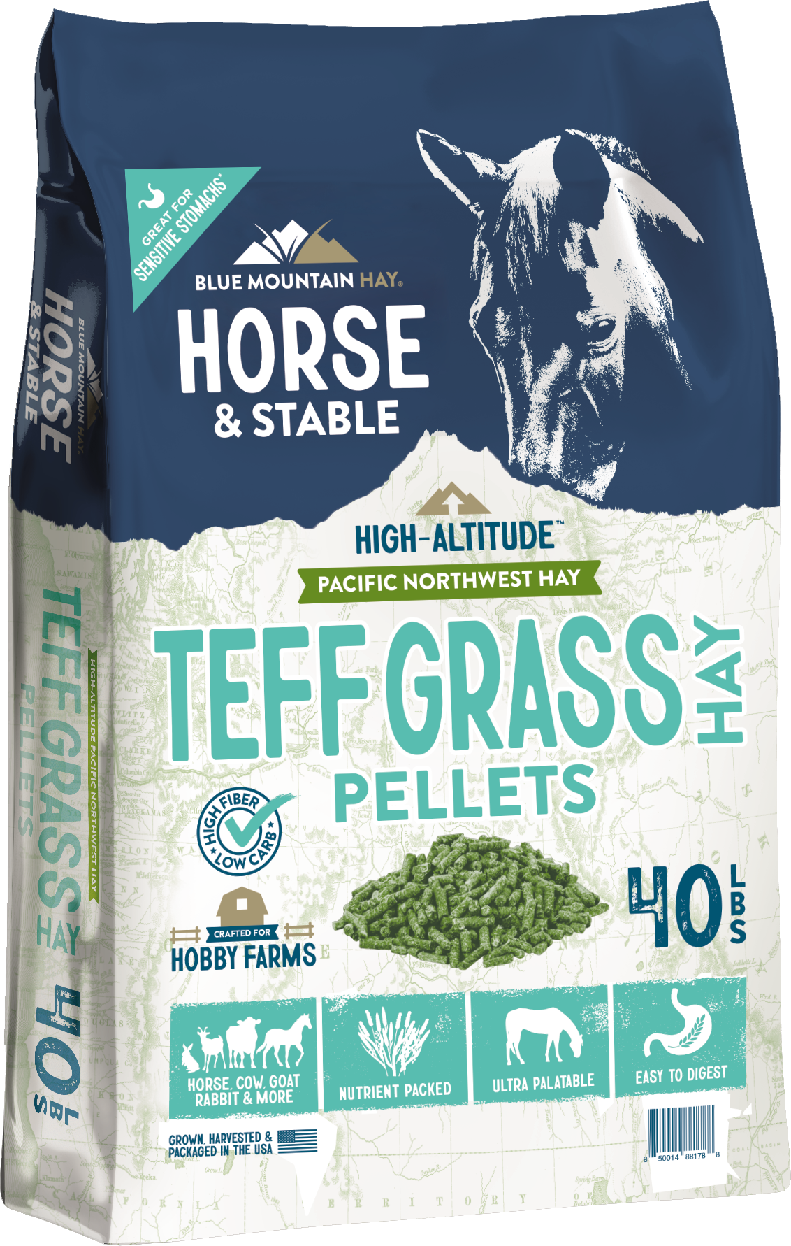 Teff Grass Hay Pellets | Low-Carb High-Fiber Horse Feed | Blue Mountain Hay